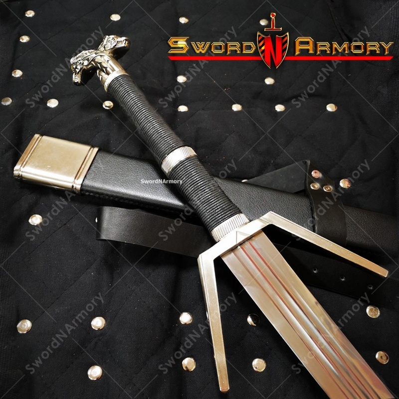 49" Geralt The Witcher Silver Sword Monster Slayer Steel Replica W ...