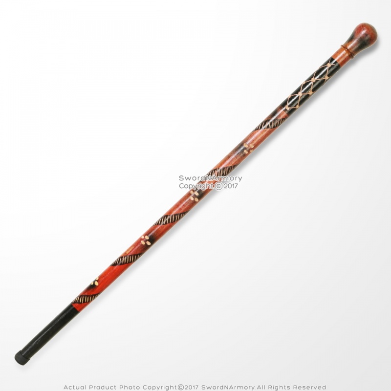 35.5" Knob Style Tribal Eucalyptus Wooden Stick Handcrafted Walking Cane