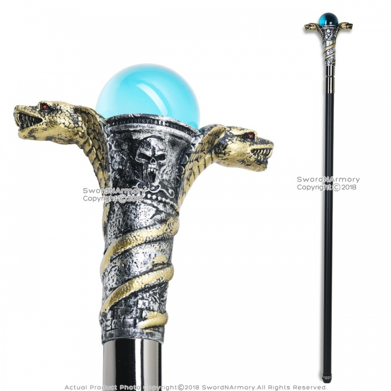 34 " Poly Resin Serpent Cobra Steel Shaft Walking Stick Gentleman's Cane