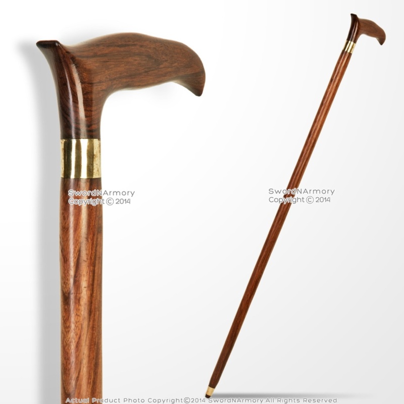 36.5" Handmade Sheesham Wood Gentleman Walking Cane Stick With Brass Neck
