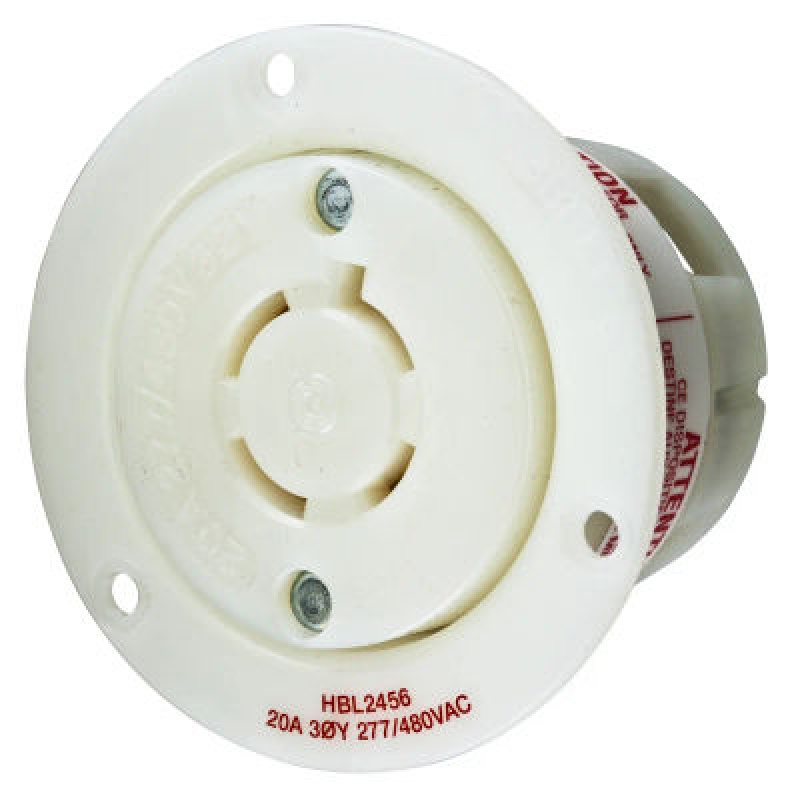 Buy Hubbell HBL2456 AC Flanged Outlet NEMA L19-20 Female White Online