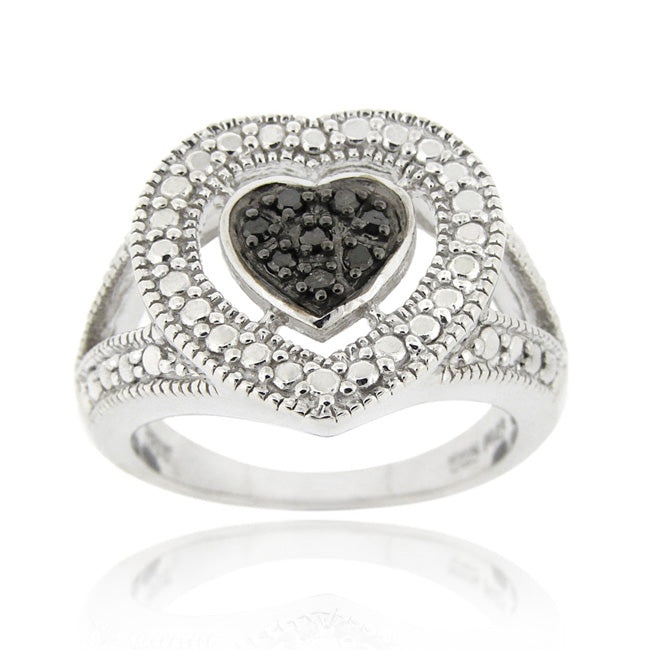 Buy Sterling Silver 1/Ct Black Diamond Heart Ring Online