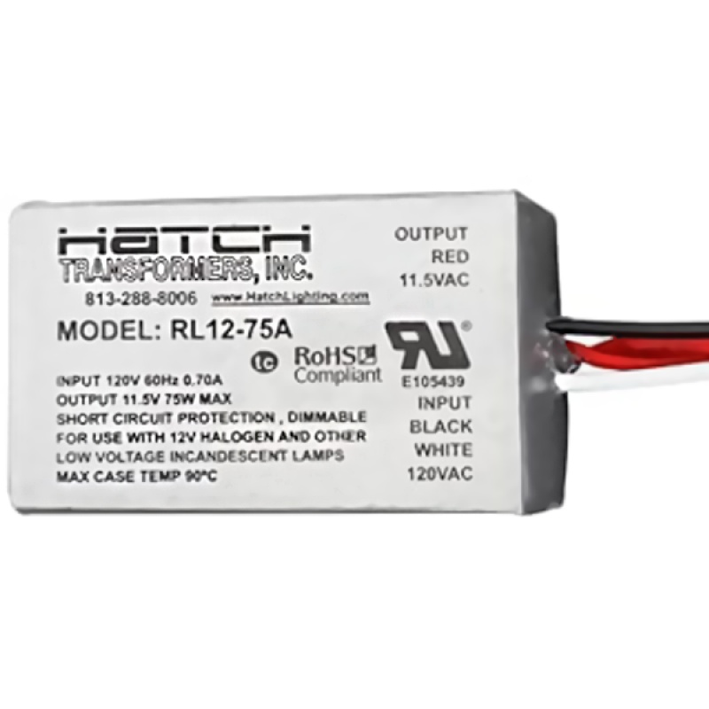 Miniature Electronic Low Voltage Transformer - 75 Watt Maximum - 12 ...