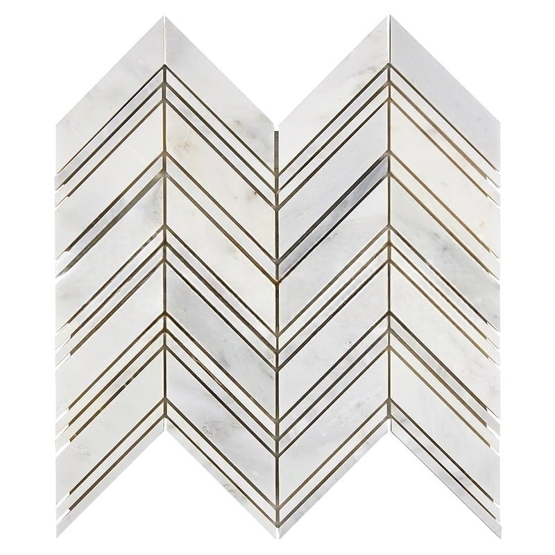 Buy Oriental White Marble Mosaic - Large Chevron Online