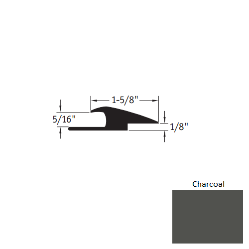 Johnsonite Charcoal Vinyl Moulding / Trim - 1 5/8" X 12 Ft (144") X 5/ ...