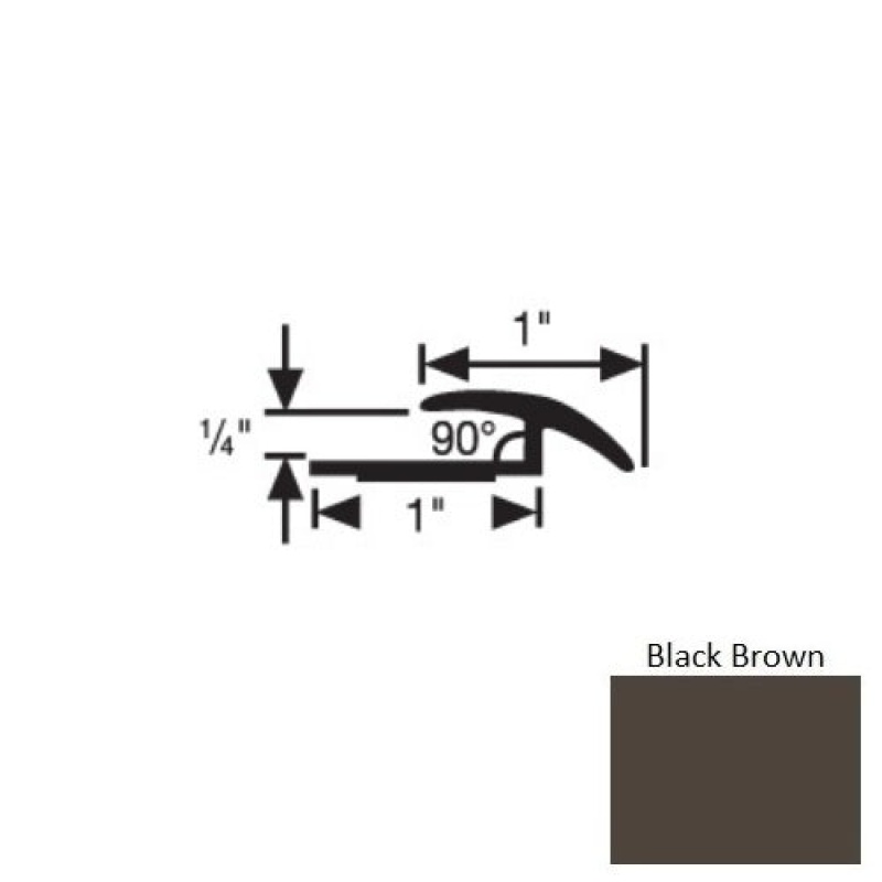 Flextones Black Brown Vinyl 168 Resilient To Carpet Transition - 1" X ...