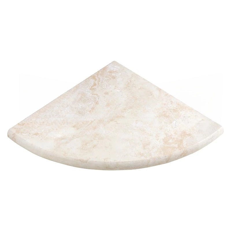 Ivory Travertine Corner Shelf - 9" Radius - Filled & Honed