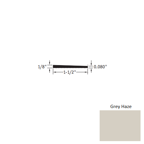 Johnsonite Grey Haze Vinyl Moulding / Trim - 1 1/2" X 12 Ft (144") X 1/ ...