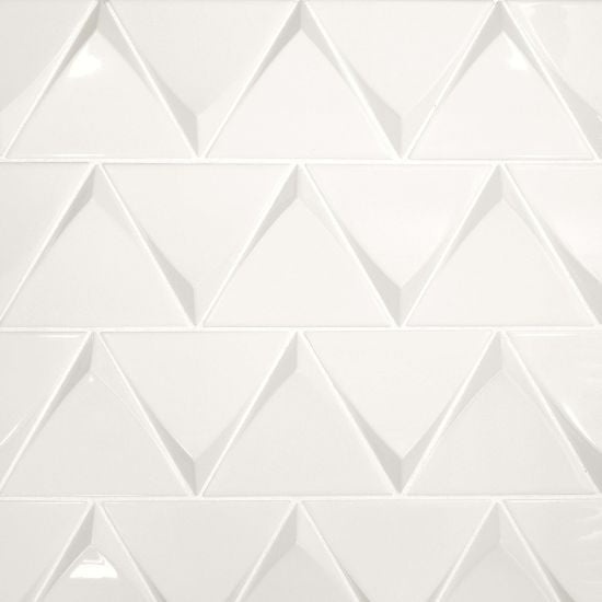 Triangolo White Glossy Ceramic Tile - 5" x 5" for Walls and Backsplashes