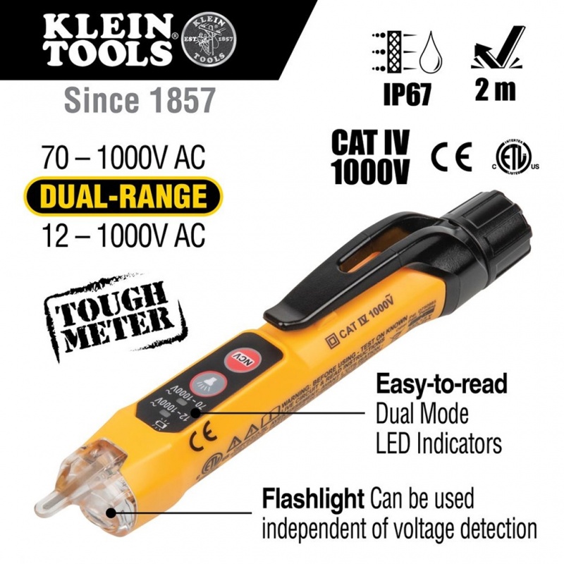 Klein Ncvt-3P Non-Contact Voltage Tester W/ Flashlight Klein Ncvt-3P Non-Contact Voltage Tester W/ Flashlight