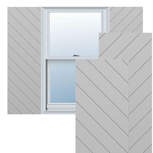 Buy True Fit PVC Primed White Diagonal Slat Modern Fixed Shutters Online