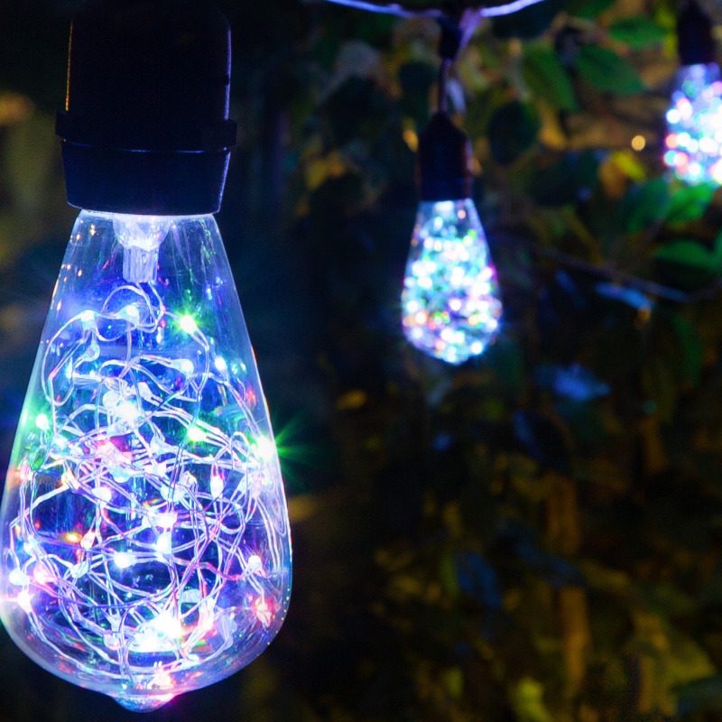 RGB Color Change LEDimagine Patio String Light Set with ST64 Fairy ...